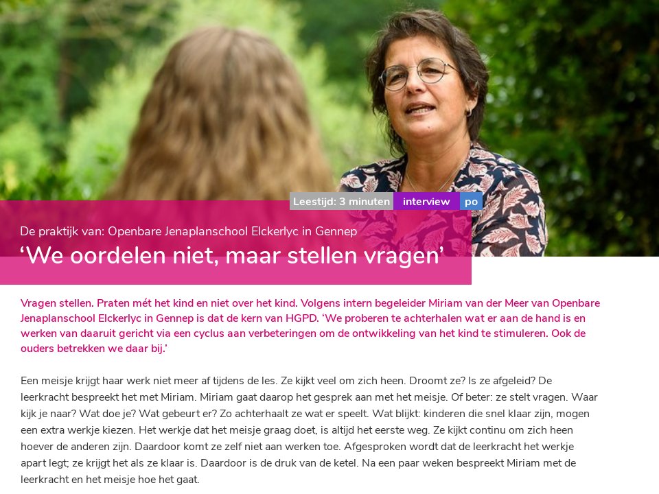 De kracht van HGPD-denken - Pedagogisch optimisme in het primair en ...