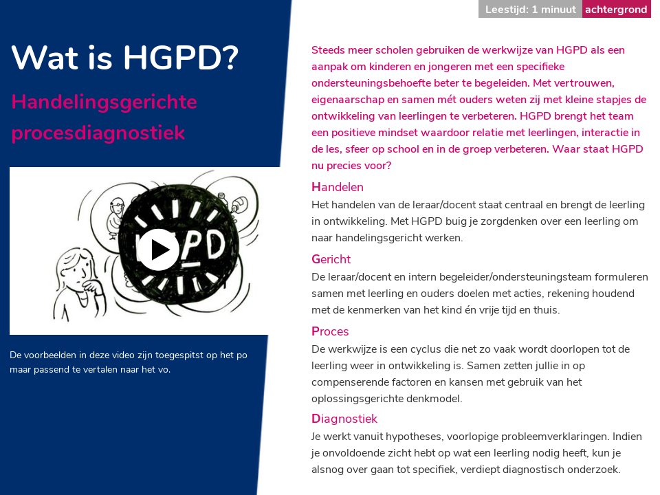 Wat is HGPD? - Pedagogisch optimisme in het primair en voortgezet onderwijs